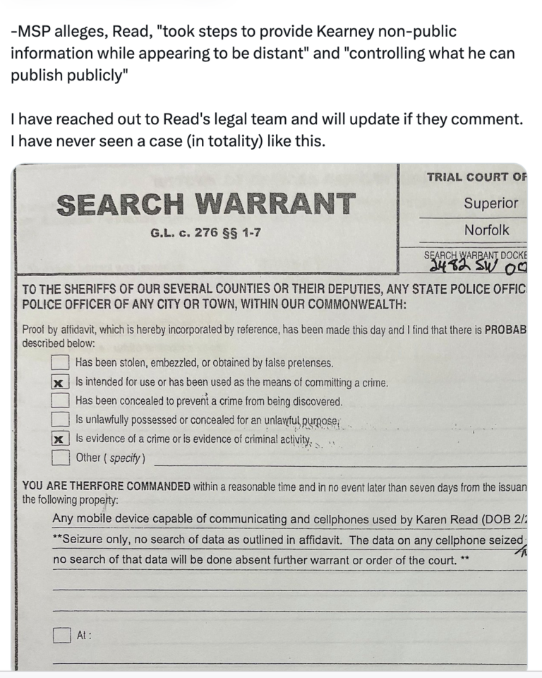 Canton Cover-Up Part 280: Search Warrant For Karen Read’s Phone Shows ...