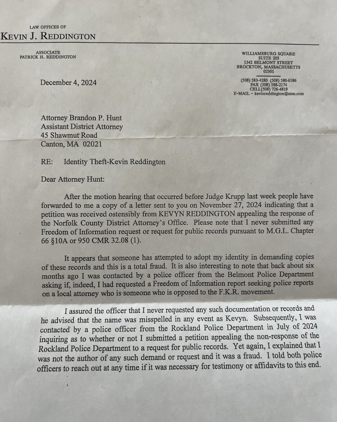 Canton Coverup Part 453: Attorney Kevin Reddington Writes Letter To ...